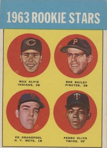 1963 Topps - Rookie Stars #228 Max Alvis, Tony Oliva, Ed Kranepool, Bob ...