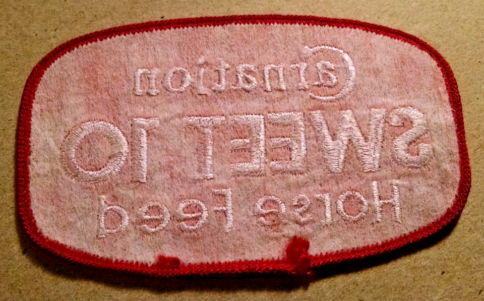 CARNATION PATCH SWEET 10 HORSE FEED VINTAGE RED WHITE ADVERTISING ...