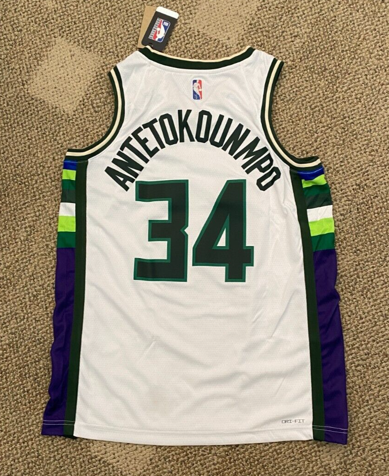 Sz L 48 Nike Engineered Basketball Jersey NBA Milwaukee Bucks #34 ...