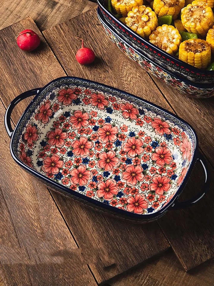 Vintage Style Pottery Bakeware Ceramic Casserole Dish Baking Pan Lasagna Pans Ba | eBay