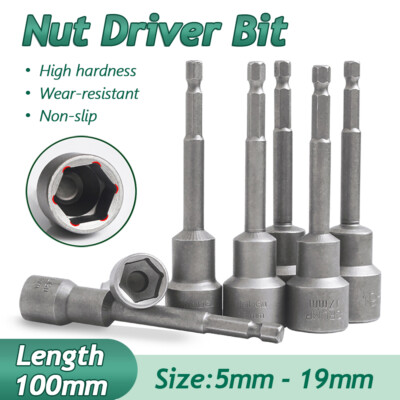 1/4" Shank Drive Long Hex Ball End Point Socket Set Hexagon Allen Key 5 ...