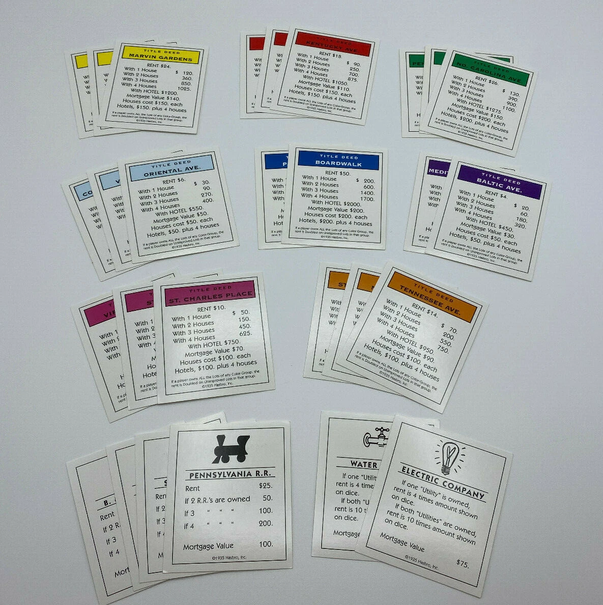 Monopoly Game Property Cards