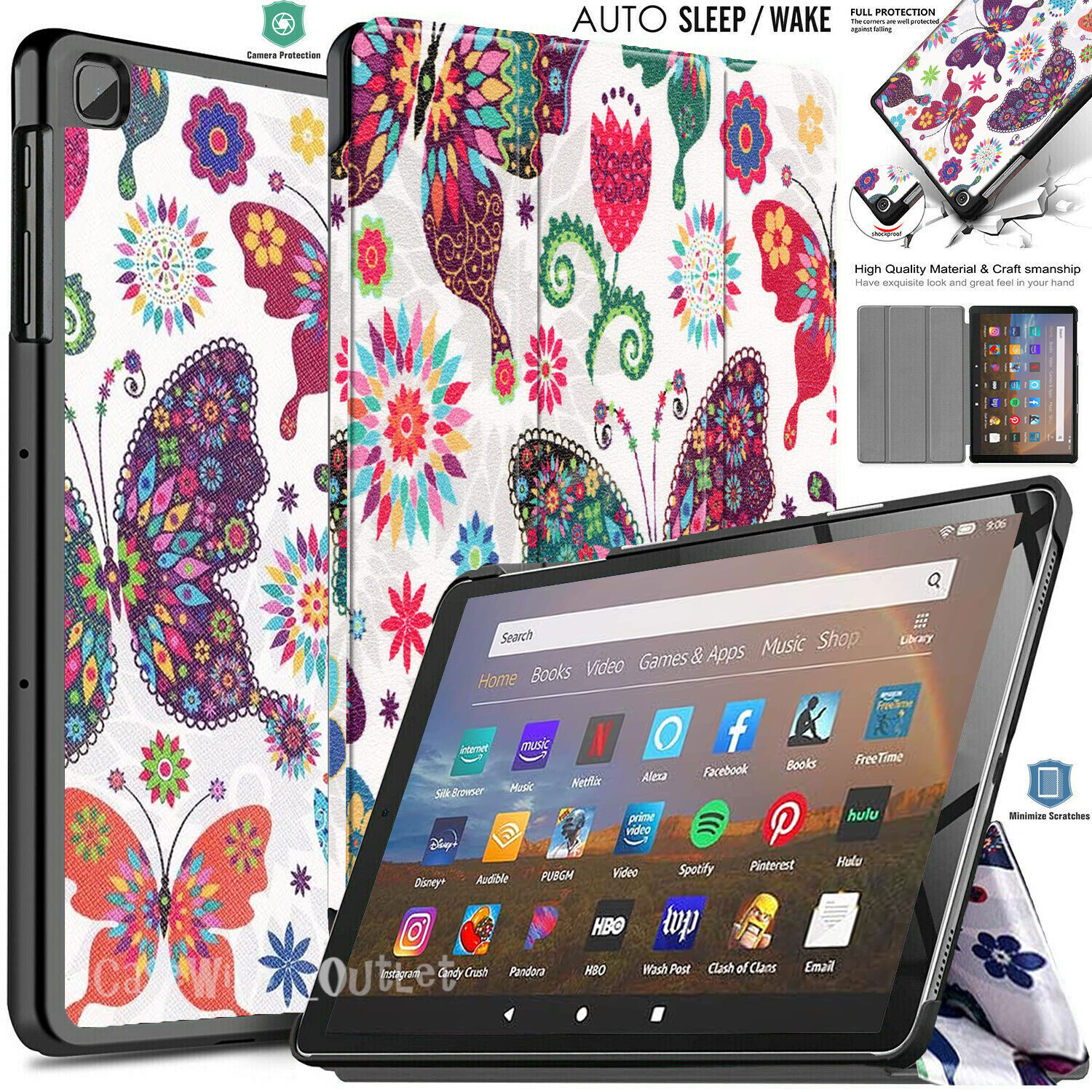 Case For Amazon Kindle Fire HD 8 /HD 8 Plus 2020 Leather Smart Stand ...