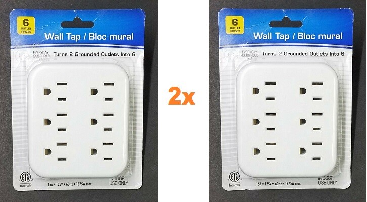 6 Outlet plug Wall Tap Grounded Plug Adapter LOT of 1x 2x 4x or 6x ...