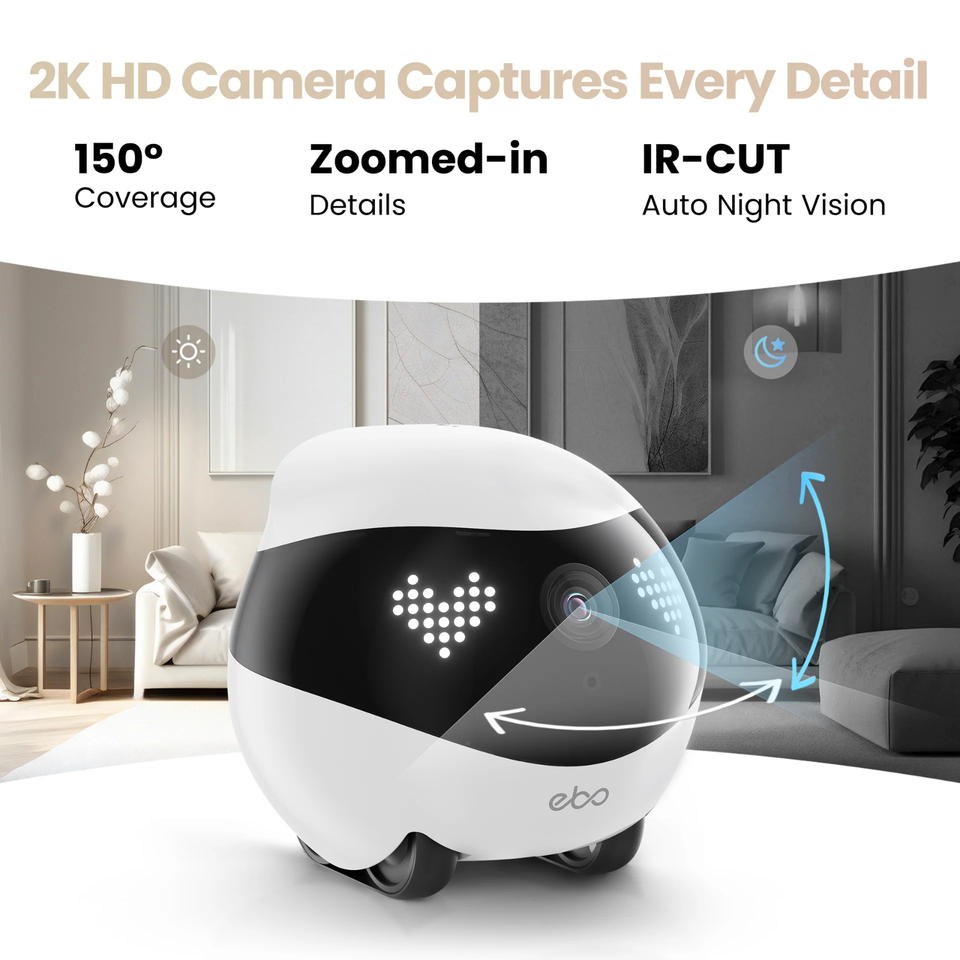 EBO Air 2 - Smart Pet Robot w 2K Camera, Laser Play & AI Voice Robin ...
