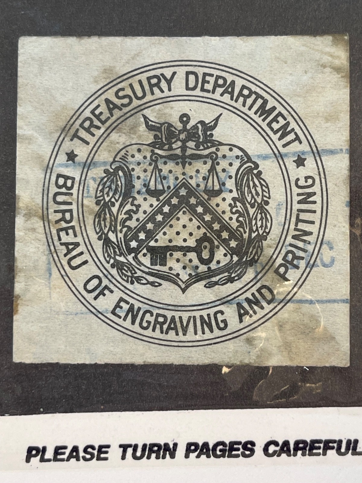 Dept of Treas Bureau of Engraving & Printing Stamp on Paper Money ...