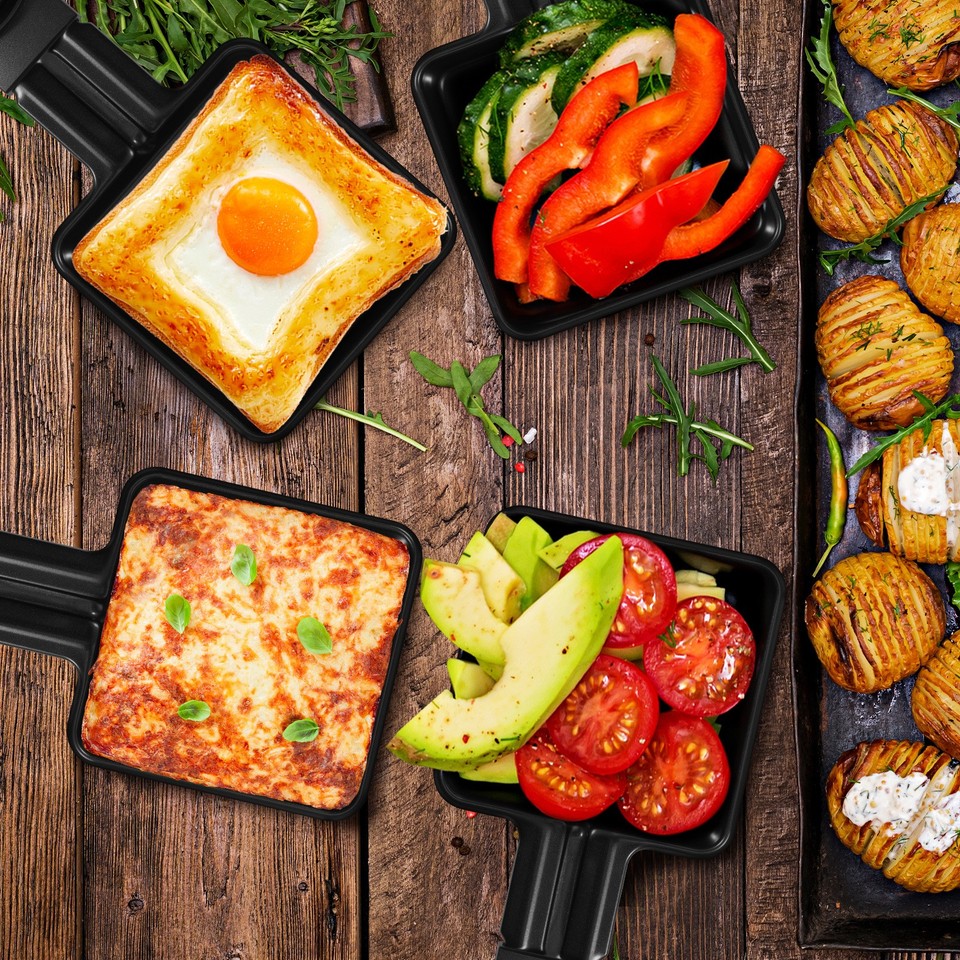 4Pcs Mini Raclette Pan Nonstick Small Cheese Melting Pan Square ...