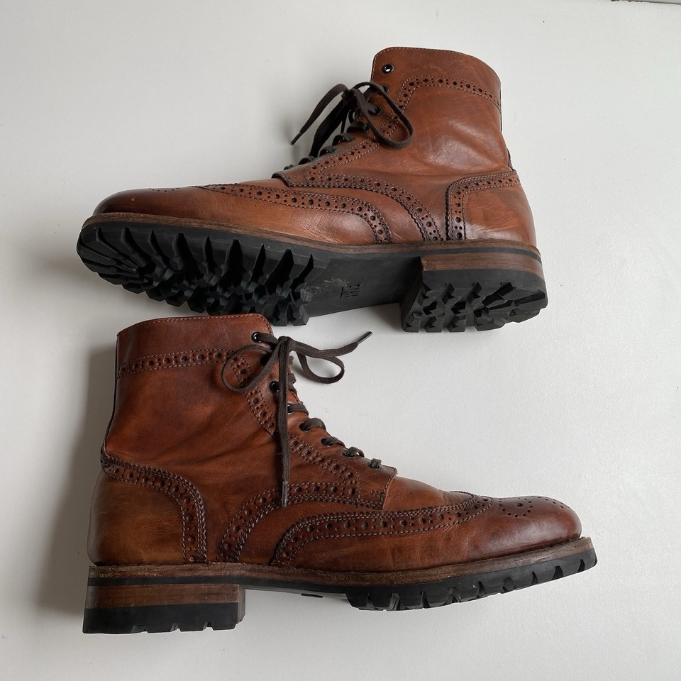 Frye Lug Wingtip Leather Boots Men's 11.5D Brown Ankle High Lace Up ...