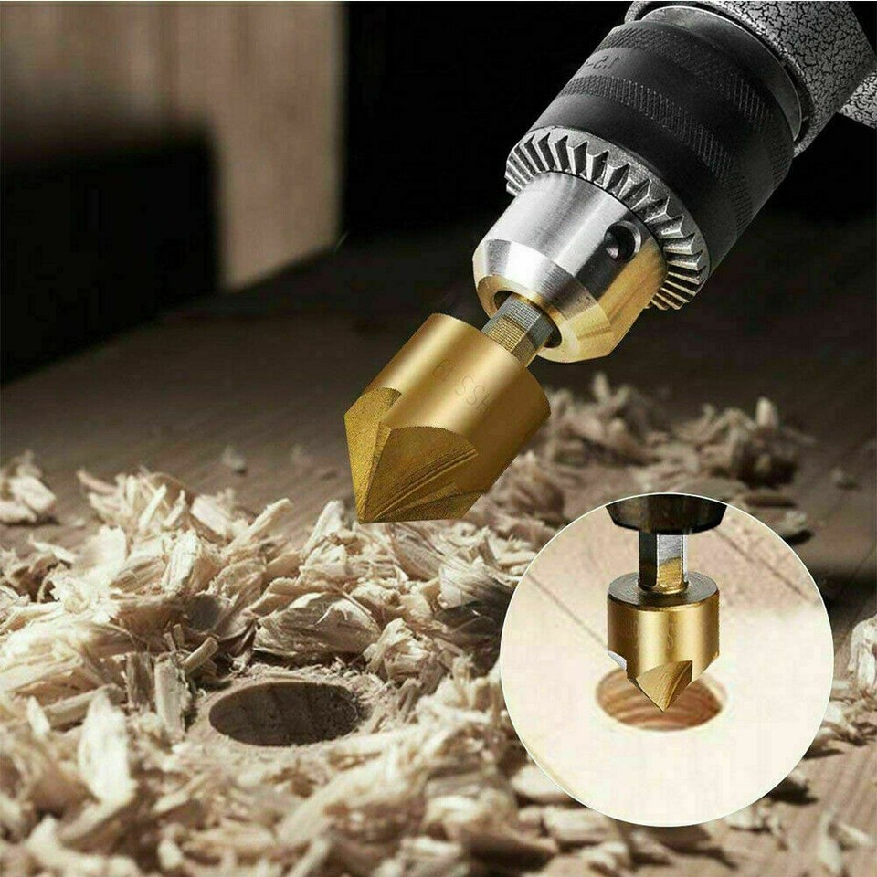 6Pcs Countersink Drill Bit Set 1/4'' Hex Shank HSS Woodworking Pilot ...