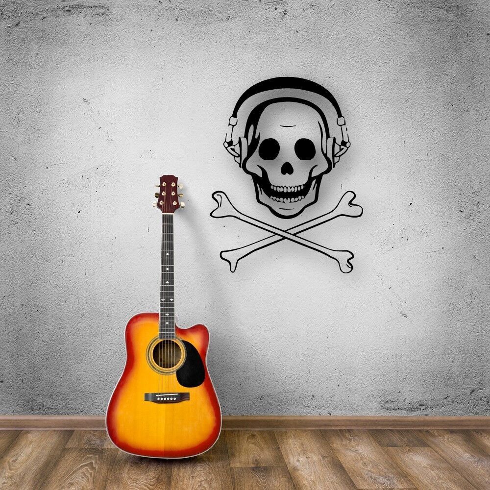 Wall Stickers Vinyl Decal Jolly Roger Music Headphones Great Decor ...