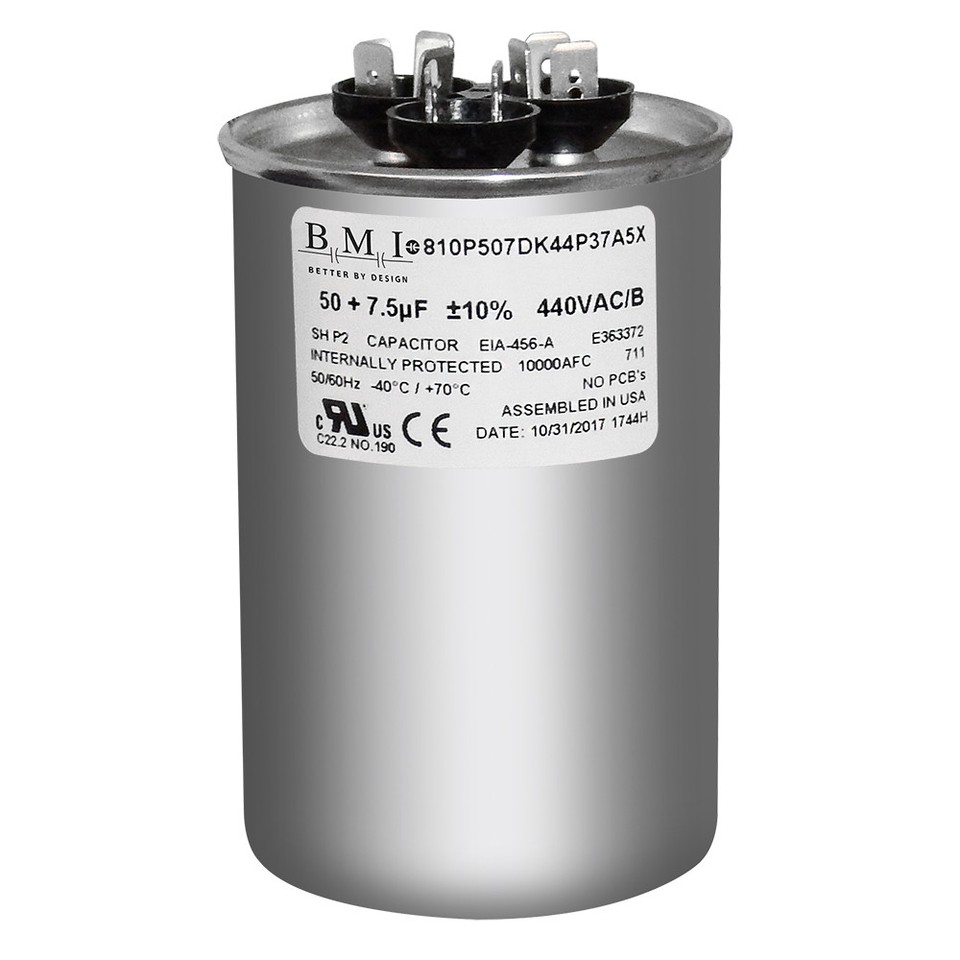 USA 50/7.5 MFD 370 440 Volt Dual Round Run Capacitor Replaces GE ...