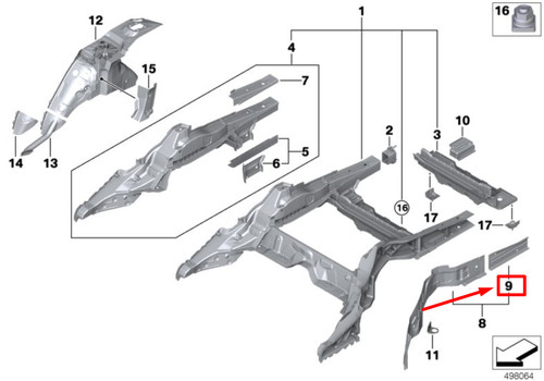 NEW BMW 5 G30 REAR LEFT FRAME SIDE MEMBER BRACKET 41007431645 7431645 ...