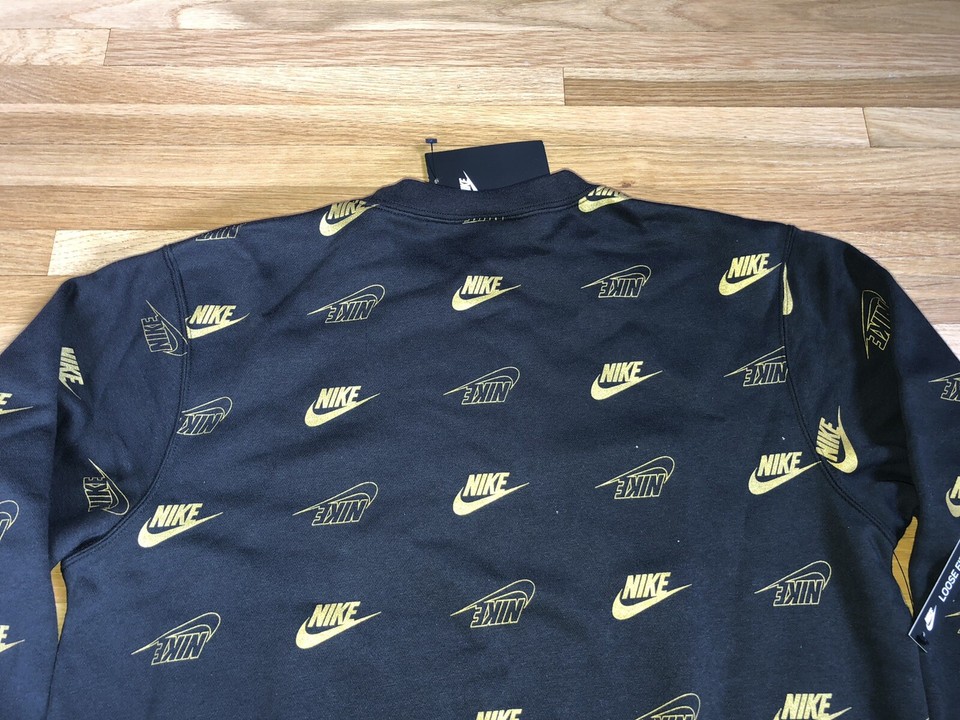 Nike Sportswear Womens All Over Print Logo Shine Crewneck-Size Small | eBay