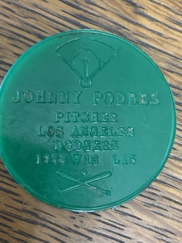 1959 Armour Baseball Coin Pin John Podres Los Angeles Dodgers Green ...