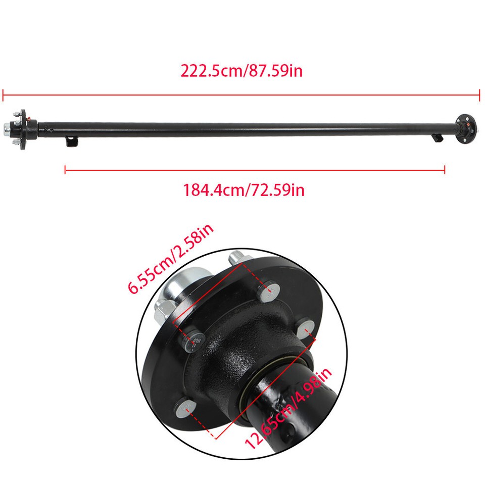 LABLT 3.5K Trailer Axle 5lug Trailer, Cargo, Dump Utility Axle 3500lbs ...