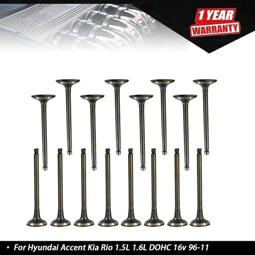 Exhaust & Intake Valves for Hyundai Accent Kia Rio 1.5L 1.6L DOHC 16v ...