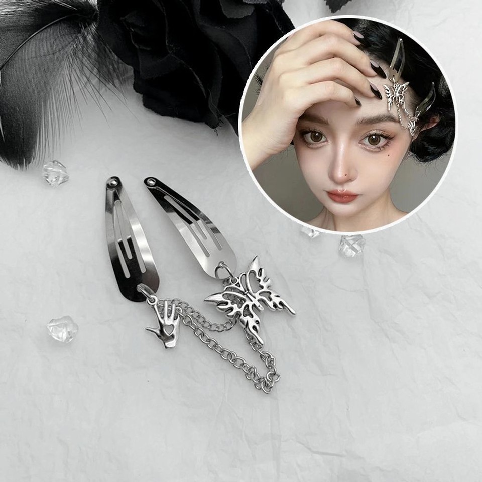 Punk Metal Hair Clip - Butterfly Love Chain Clip Accessories Women Hair ...