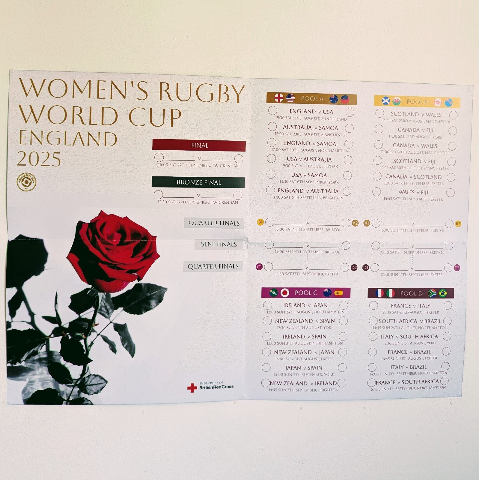 Women’s Rugby World Cup 2025 Wallchart - Rugby Union Fixtures Poster ...