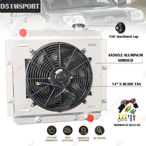 3 Row Aluminum Radiator Shroud Fan For 58-84 Toyota LandCruiser FJ40 ...