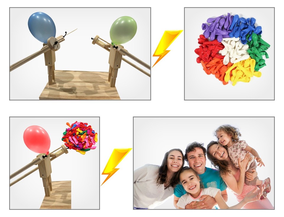 Bamboo Battle Balloon Game Fast-Paced Wooden Puppets Fight With 100 ...