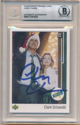 CHEVY CHASE 1989 UPPER DECK VARIATION CUSTOM SIGNED AUTOGRAPH CARD BGS ...