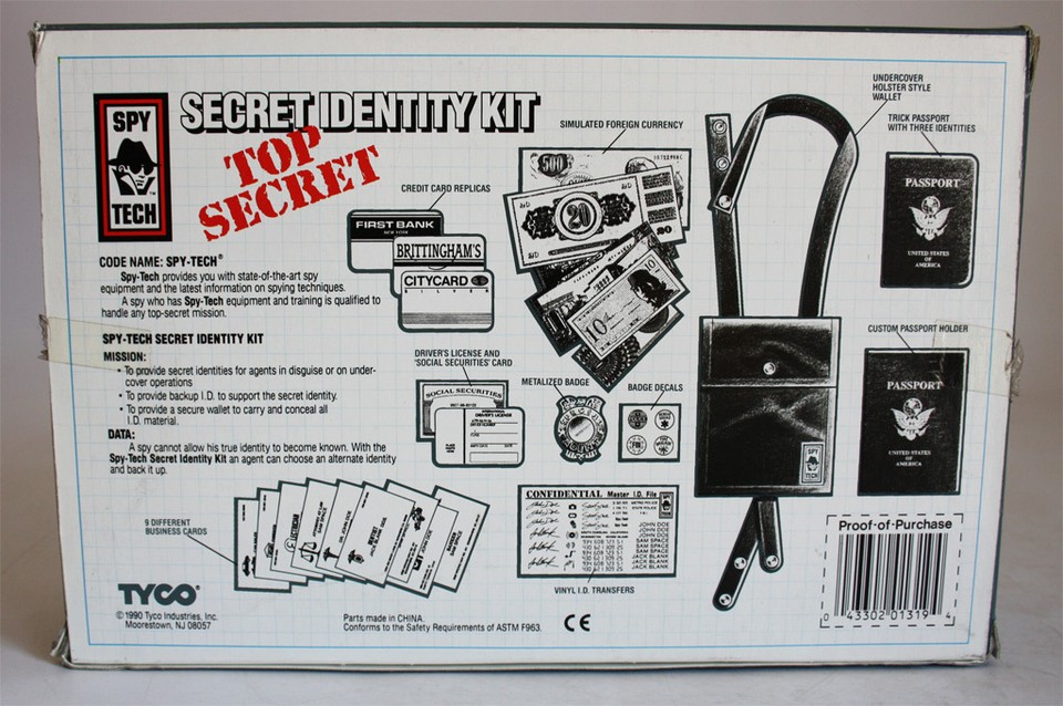 VERY RARE VINTAGE 1990 SPY TECH SECRET IDENTITY KIT SPY ACCESSORIES ...