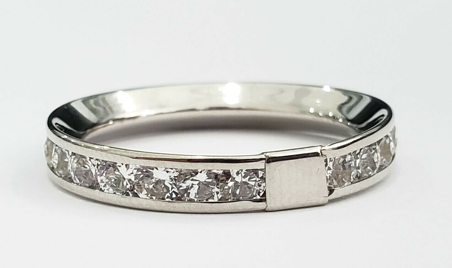 Size 9 10K White Gold Eternity Band Round Bridal Ring Band 1 CT CZ ...