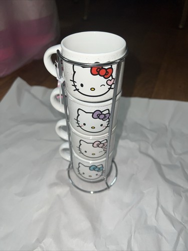 Sanrio Hello Kitty 3oz Stacking Espresso Mugs Set of Four in a Stacked ...