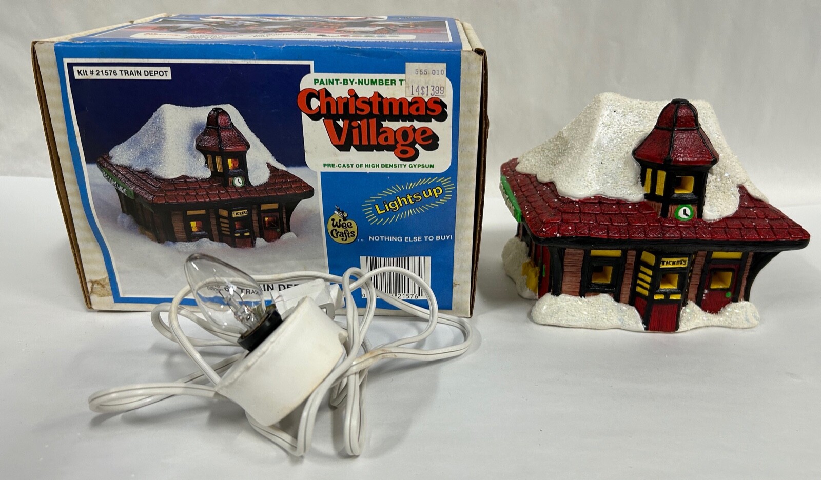 Painted Vintage Wee Crafts Christmas Village No. 21576 Train Depot (A9 ...