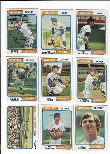 13 Different Signed 1974 Topps NEW YORK METS Cards Autographed | eBay