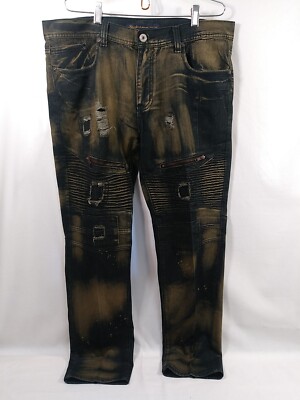 Bleecher & Mercer Jeans Mens 38x32 Dark Blue Distressed Street Wear ...