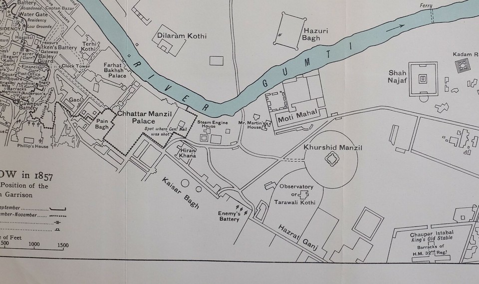 1955 Inde Indien Pakistan Tourist Carte Lucknow En 1857 British ...