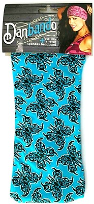 TRIBAL TURQUOISE BUTTERFLY SPANDEX DANBANDO YOGA SWEATBAND BANDANNA ...