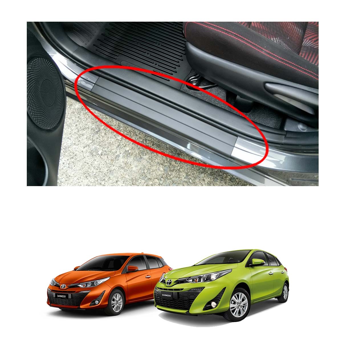 Door Sill Scuff Plate Matte Black Plastic For Toyota Yaris Hatchback ...