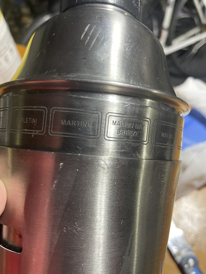 Cocktail Drink Mixer Metal Shaker with Recipes All Metal Sliding | eBay
