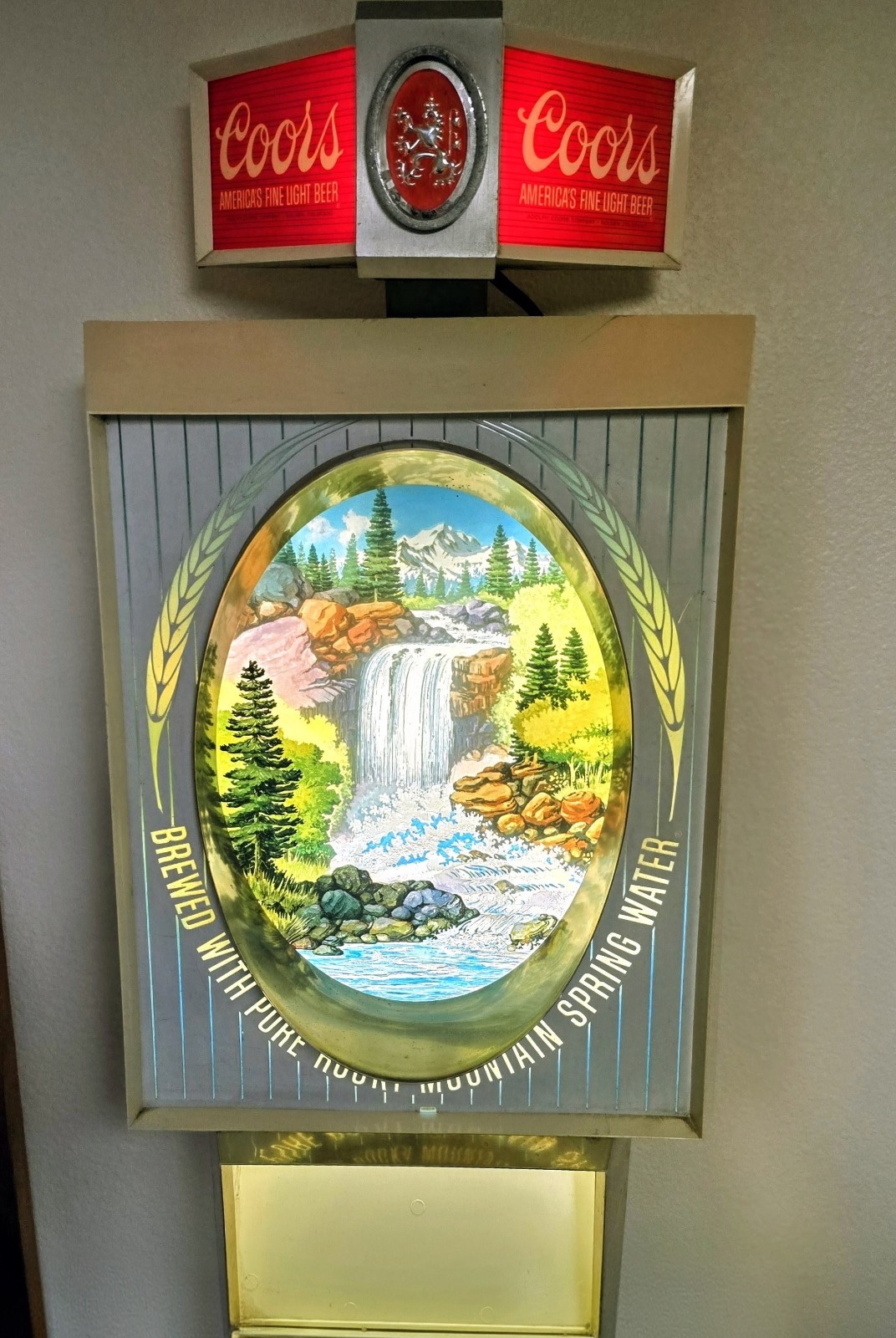 Coors Electric Illuminated Waterfall Scene Vintage With Another Vintage ...
