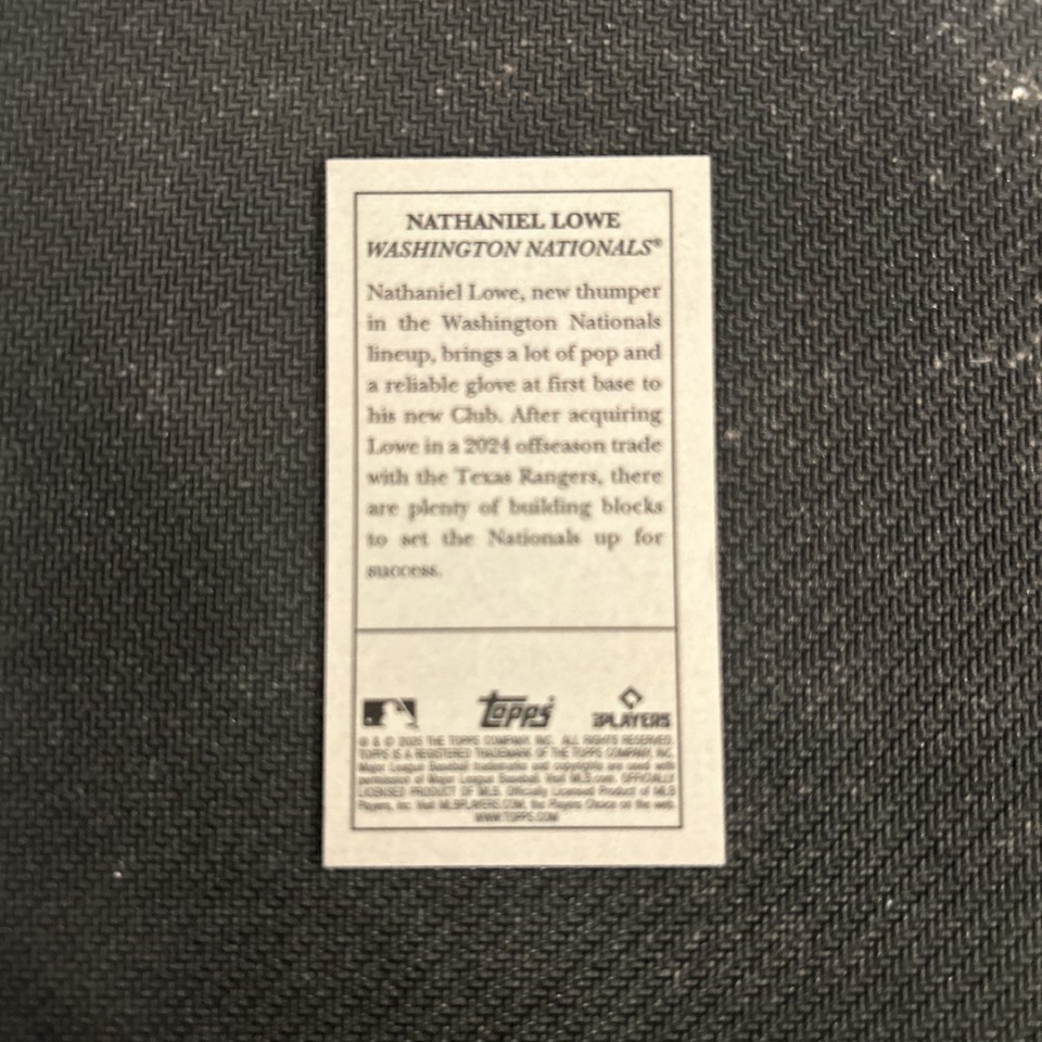 2025 Topps T205 Baseball Nathaniel Lowe Wood Stock SP Washington ...