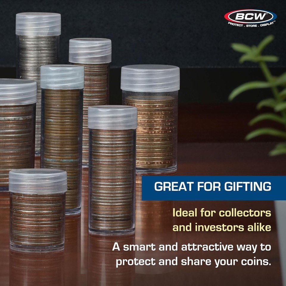 BCW Coin Tubes for US Pennies - 10ct | Holds Lincoln Penny | Durable ...
