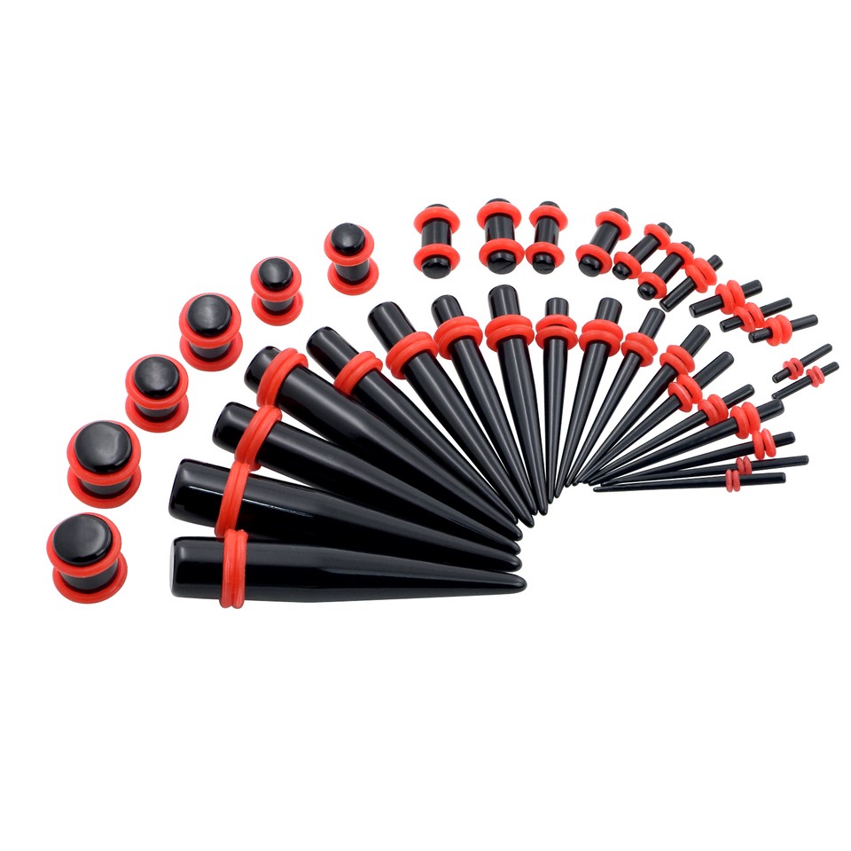 54PCS Acrylic Plugs Spiral Tapers O-Rings Set 14G-00G Ear Gauges ...