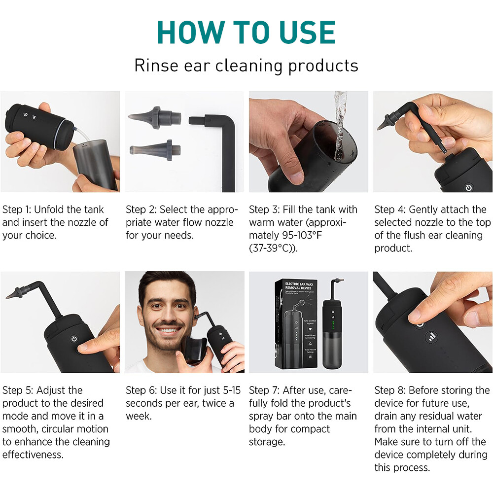 Smart Automatic Electric Ear Wax Remover Tool Water Powered Wush Ear ...