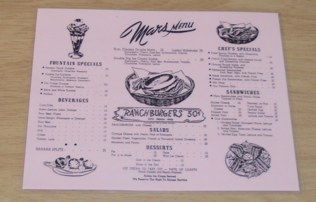 VTG 1947 FRESNO CA Iconic Eatery MENU~"MARS DRIVE-IN"~Belmont AVE ...