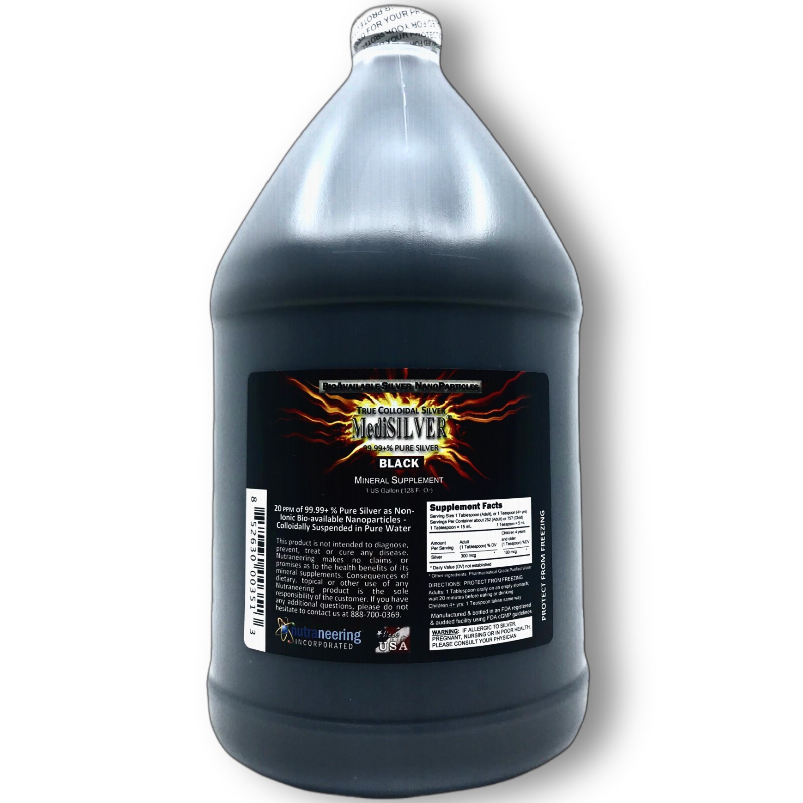 MediSILVER® BLACK True-Colloidal Silver Dietary Supplement - 1 Gallon ...