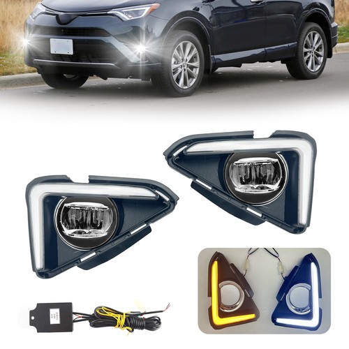 LED Fog Lights Front Bumper Lamps with DRL For 2016-2018 Toyota RAV4 ...