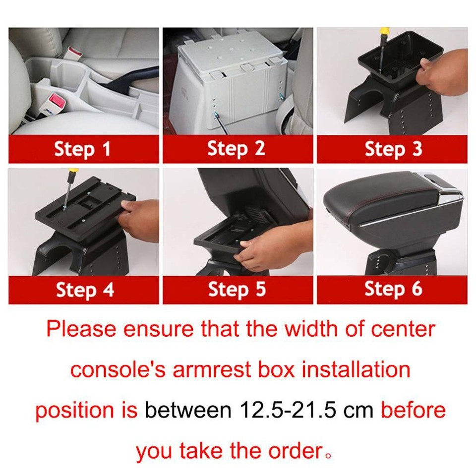 Universal Car Armrest Sliding Duel Center Content Storage Box Arm Rest ...