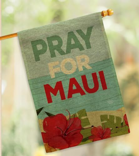 Pray For Maui Hawaii Gift Banner Burlap Wall Decor Room Patio Porch ...