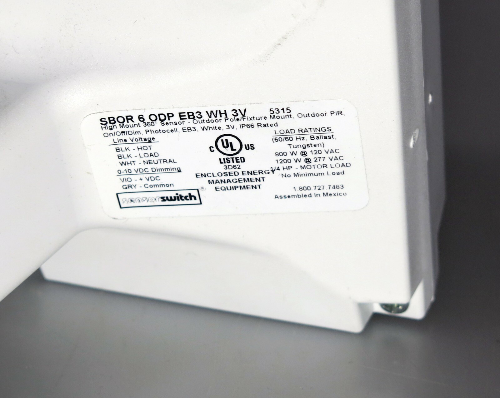 SensorSwitch SBOR 6 ODP EB3 WH 3V High Mount Sensor Outdoor PIR | eBay