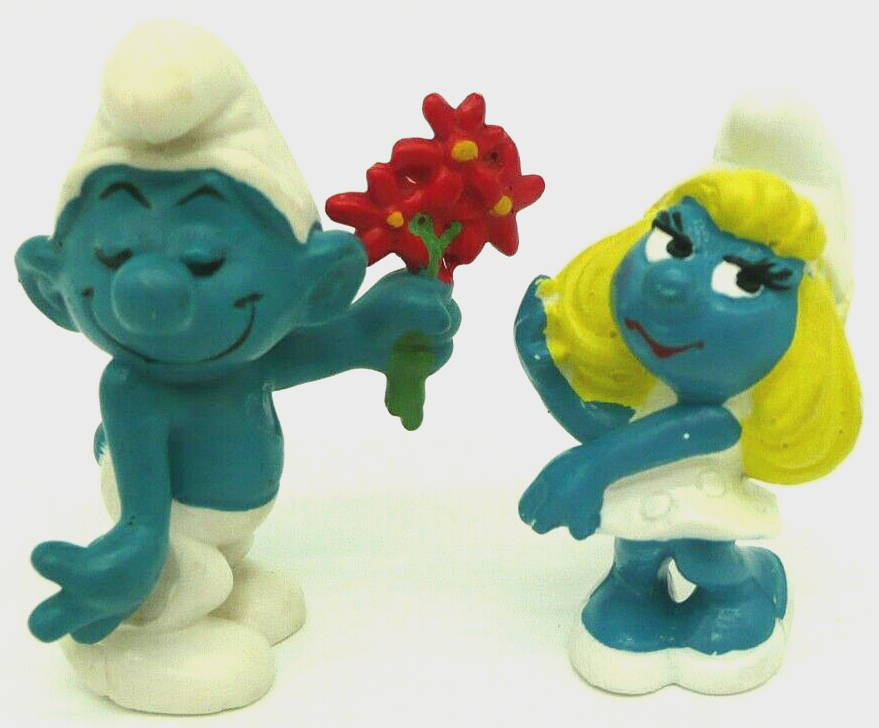 Vintage Lover Smurf Smurfette Figure Peyo Schleich Collectible Shy ...