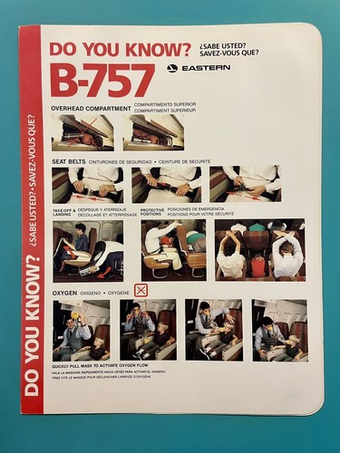EASTERN AIRLINES SAFETY CARD-- 757 | eBay