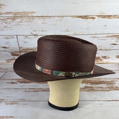 Vintage Kangol Straw Hat Cap One Size Burgundy, Fedora Wide Brim Beach ...