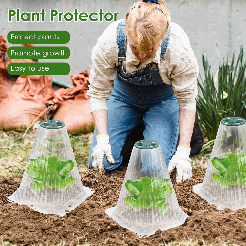20 Pack Garden Cloche with Rotatable Vent Plastic Plants Cover with ...